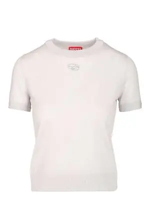 DIESEL® Diesel Embroidered Logo Knit Top Grey