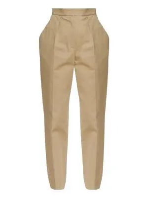 Balmain Pleated High-waist Tailored Trousers - Beige