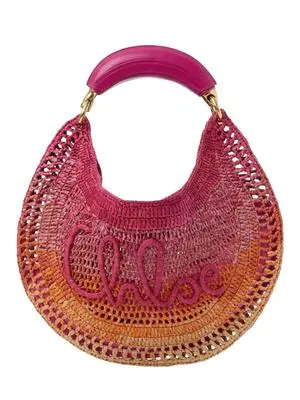Chloé Woven Shoulder Bag With Letter Detail - Brown