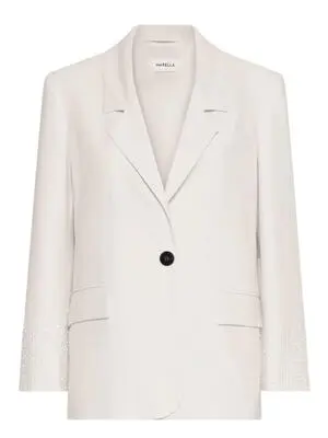 Marella Straight-fit Stretch Canvas Blazer With Embellished Cuffs - White