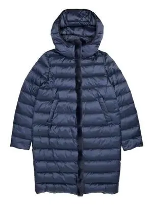 Max Mara Hooded Down Jacket With Fur Trim - Blue