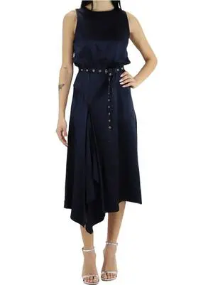 Liu Jo Belted Asymmetric Midi Dress - Blue