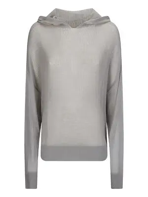 Rick Owens Long-sleeved Hooded Knit Sweater - Gray