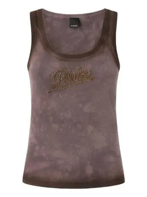 Pinko Sleeveless Logo Embellished Tank Top - Maroon