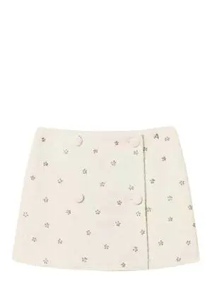 TWINSET Embellished Bouclé Mini Skirt - White
