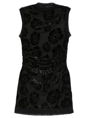 SIR. Vittoria Ruched Devoré-velvet Mini Dress - Black