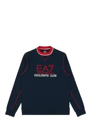 EA7 Embroidered Logo Crewneck Sweater - Black
