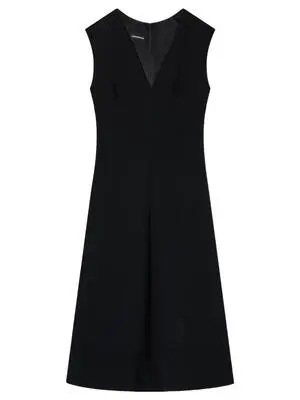 Emporio Armani V-neck Ribbed Dress - Black