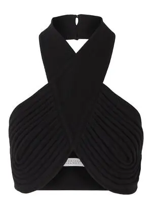 Gabriela Hearst Eris Cropped Ribbed Merino Wool Halterneck Top - Black