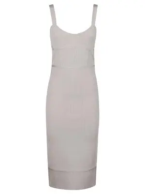Patrizia Pepe Fitted Jacquard Knit Midi Dress - Gray
