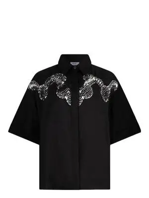 Liu Jo Embroidered Openwork Shirt - Black
