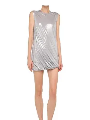 Norma Kamali Sleeveless Twist Mini Dress - Silver