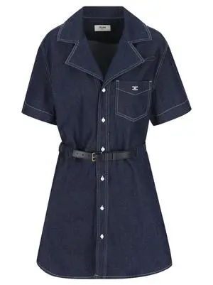 Celine Short Sleeve Shirt Dress - Black