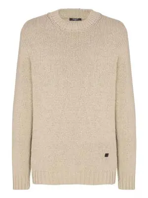 Balmain Textured Crew Neck Knitted Sweater - Beige