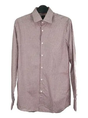 Hugo Boss Lapel Long-sleeved Shirt With Small Plaid Pattern - Multicolor