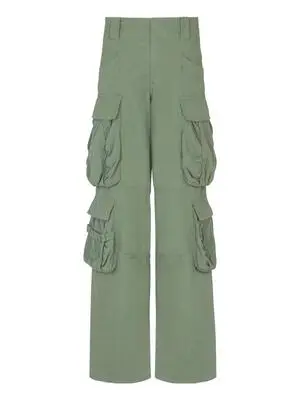 Balmain Cotton Cargo Pants With Belted Waist - Green