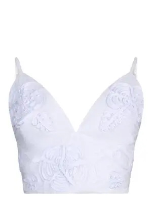 Liu Jo Embroidered Poplin Cropped Top - White