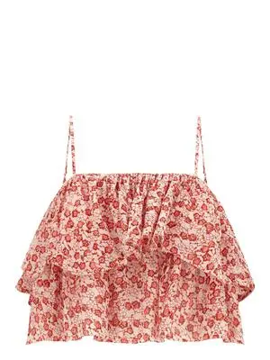 Isabel Marant Étoile Erisa Floral Ruffled Top - Nude
