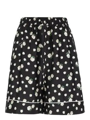 Dolce & Gabbana Floral Print Silk Shorts - Black