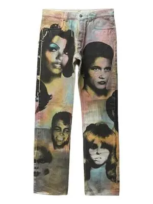 Versace Printed Straight Leg Jeans - Black