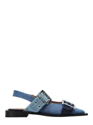 GANNI Buckled Slingback Flat - Blue