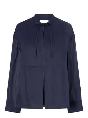 JIL SANDER Jil Sander Cotton Organdy Shirt With High Neck And Front Tie Detail