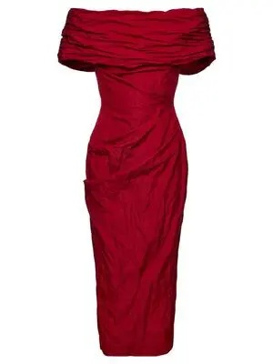 Magda Butrym Draped Off-the-shoulder Maxi Dress - Red
