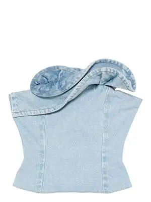 Magda Butrym Denim Ruffled Corset Top - Blue