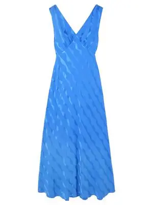 Rixo Jacquard V-neck Midi Dress - Blue