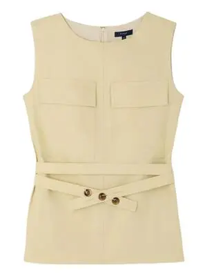 Soeur Sleeveless Crew Neck Top With Belt Detail - Nude