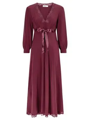Rixo Adaline Lace-trimmed Silk Maxi Dress - Red