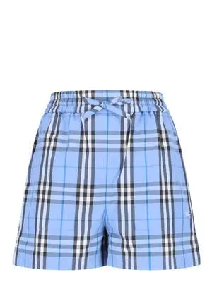 Burberry Checked Drawstring Shorts - Blue