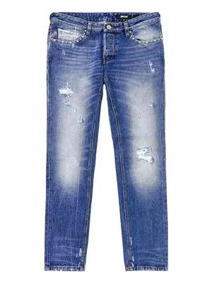 Just Cavalli Ripped Detail Straight Leg Jeans - Blue