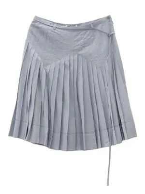 LOW CLASSIC Pleated Midi Skirt With Embroidered Hem - Blue