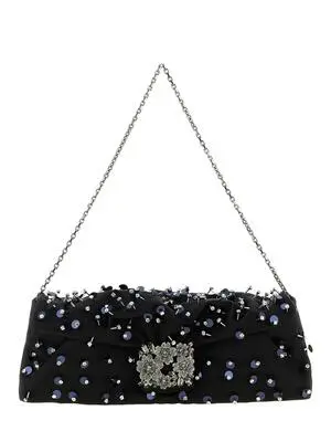 ROGER VIVIER Efflorescence Embellished Clutch Bag - Black