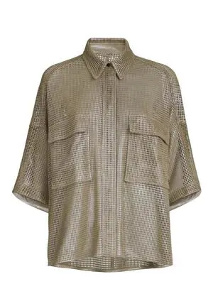 Brunello Cucinelli Short Sleeve Shirt With Snap Closure - Green