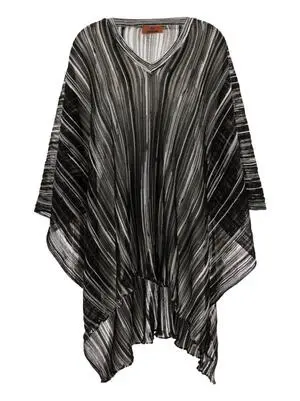 Missoni Striped V-neck Poncho - Black