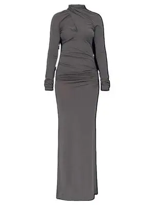 ENTIRE STUDIOS Draped Long-sleeve Maxi Dress - Black