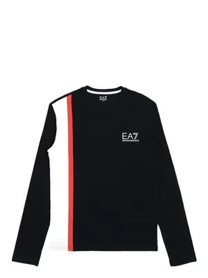 EA7 Logo T-shirt With Round Neck - Black