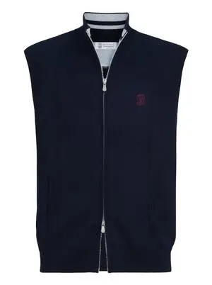 Brunello Cucinelli Zip Knit Gilet Top - Black