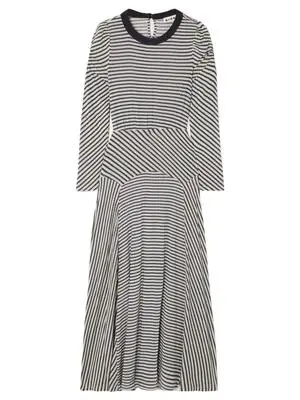 Rixo Striped Long Sleeve Dress - Gray