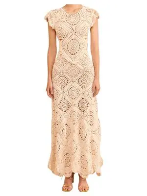 Ulla Johnson Crochet Maxi Dress - Nude