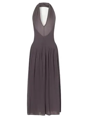 ST. AGNI Halterneck V-neck Midi Dress - Black