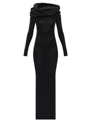 ENTIRE STUDIOS Maxi Dress With Scarf Collar - Black
