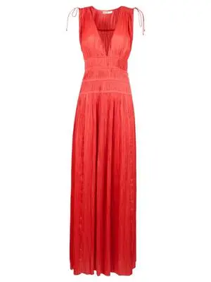 Ulla Johnson Pleated Maxi Dress - Coral