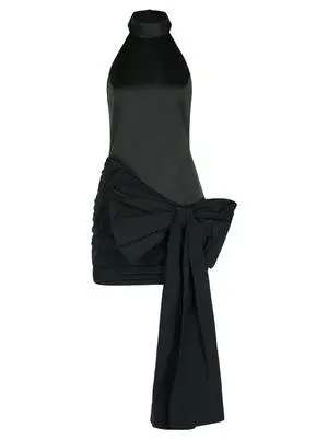 ROTATE BY BIRGER CHRISTENSEN Halter-neck Bow-detail Dress - Black