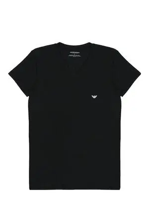 Emporio Armani Round-necked Logo T-shirt - Black
