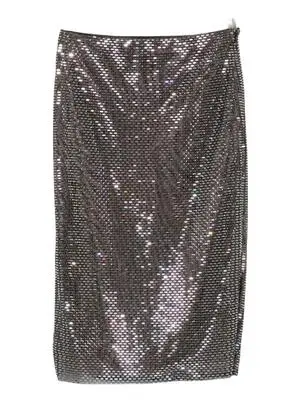 SELF-PORTRAIT Self-Portrait Embellished Midi Skirt Gun Gray
