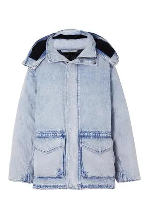 Alexander Wang Oversized Padded Denim Parka With Removable Hood - Blue