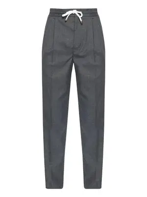 Brunello Cucinelli High-waisted Pleated Drawstring Trousers - Grey